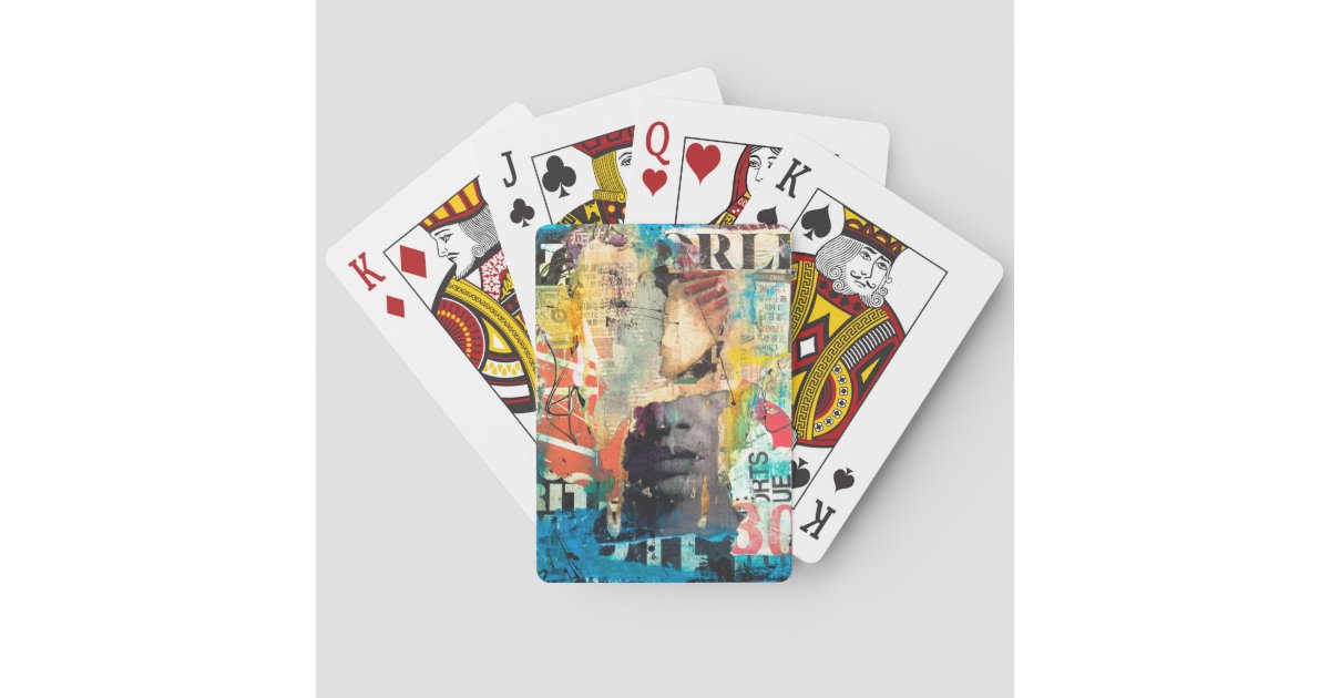 Collage Head Poker Cards | Zazzle