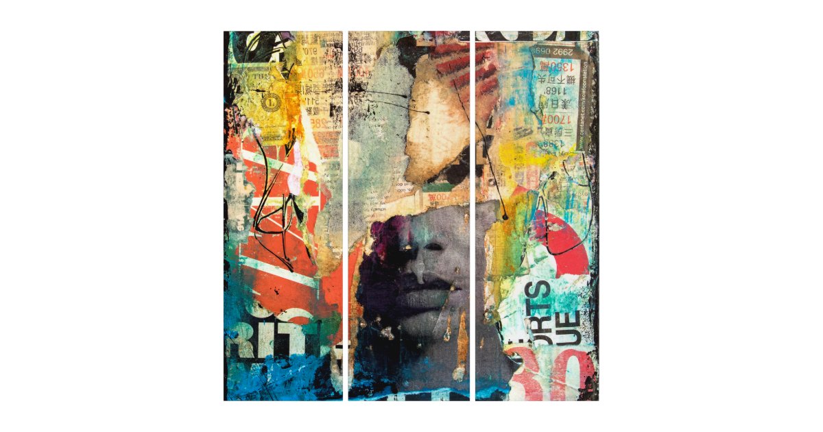 Collage Head Triptych | Zazzle