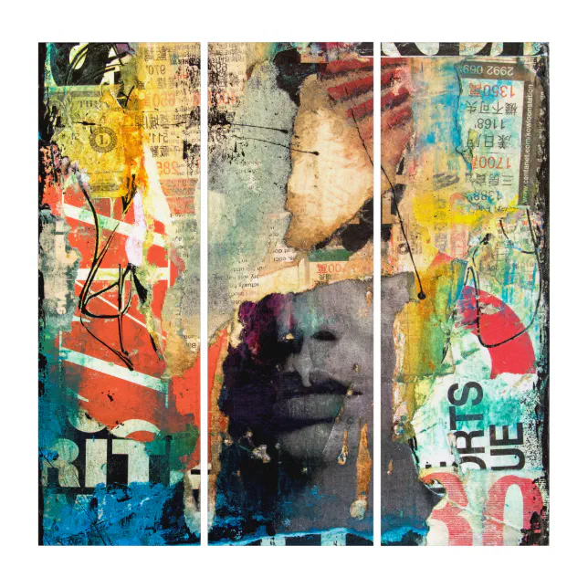 Collage Head Triptych | Zazzle