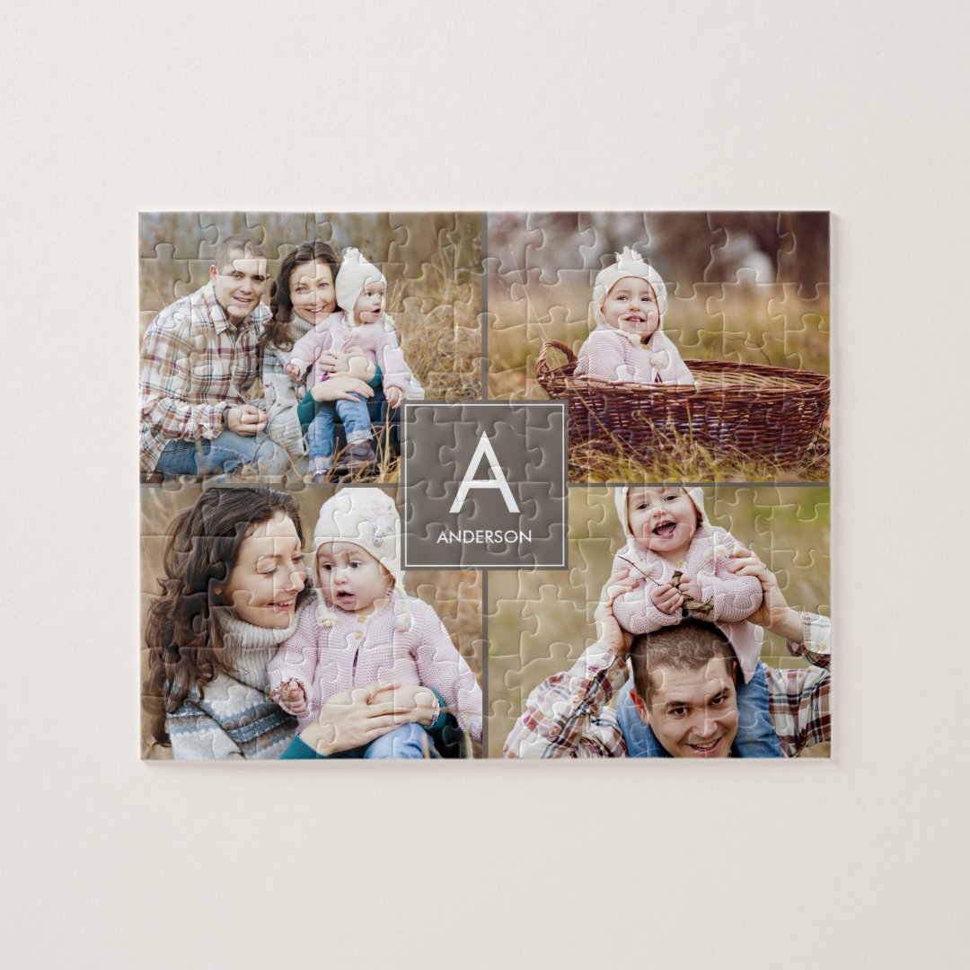 Collage Initial Custom Photo Puzzle | Zazzle