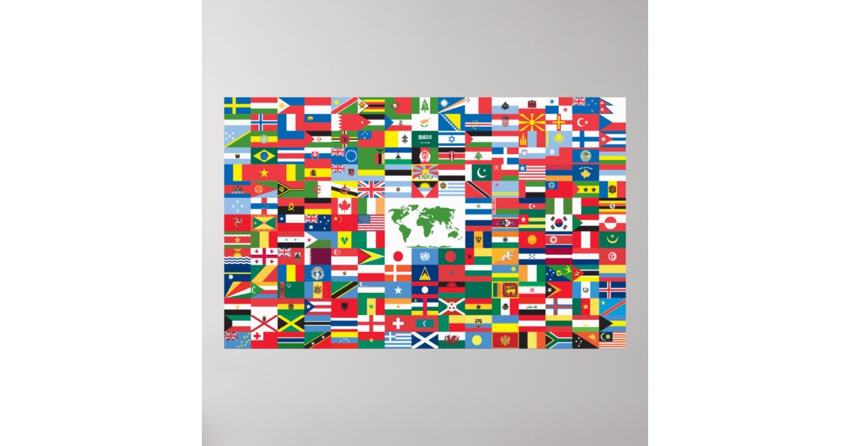 Collage of Country Flags from All Over The World Poster | Zazzle