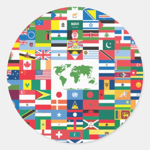 Collage of Country Flags from All Over The World Classic Round Sticker ...