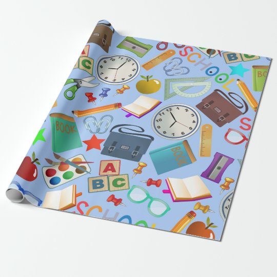 Collage of School Supplies Wrapping Paper | Zazzle.com