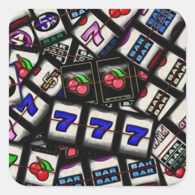 Collage of Slot Machine Reels Square Sticker | Zazzle