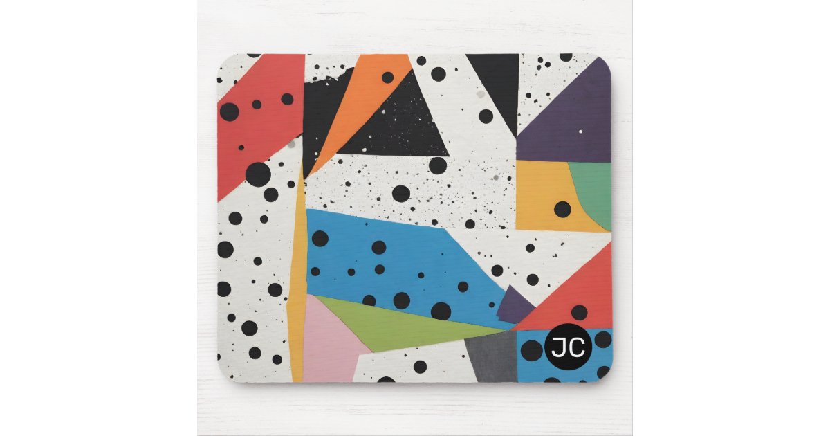 Collage Paper Black Dots Mouse Pad | Zazzle
