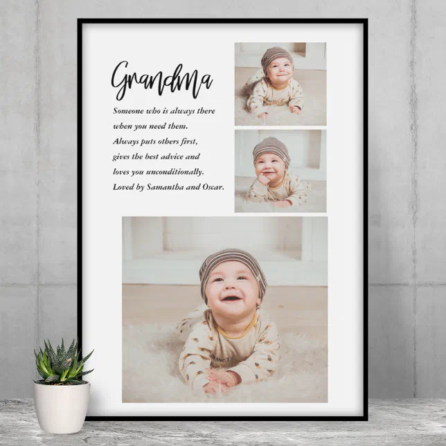 Collage Photo & Best Grandma Ever Best Beauty Gift Poster | Zazzle