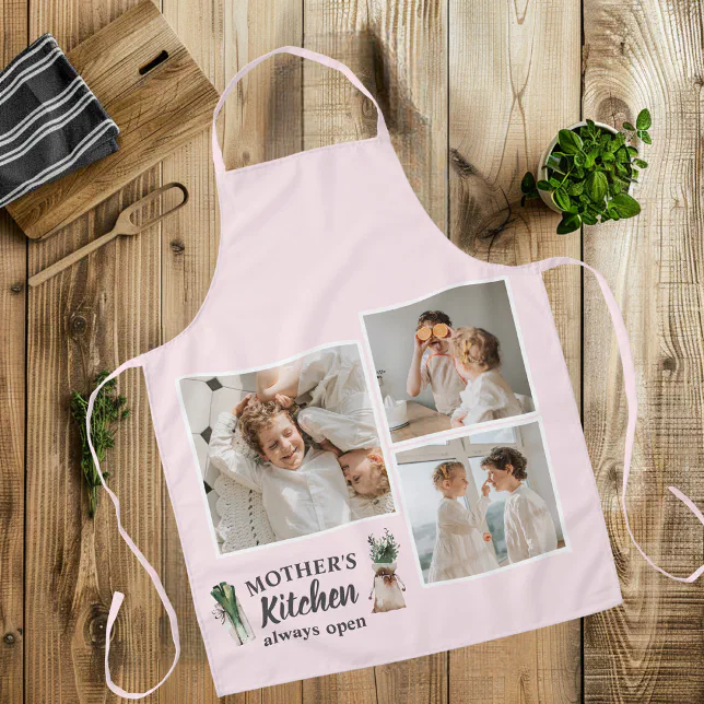 Collage Photo & Mother Kitchen Is Always Open Apron | Zazzle