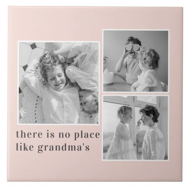 Collage Photo Pastel Pink Best Grandma Gift Ceramic Tile | Zazzle