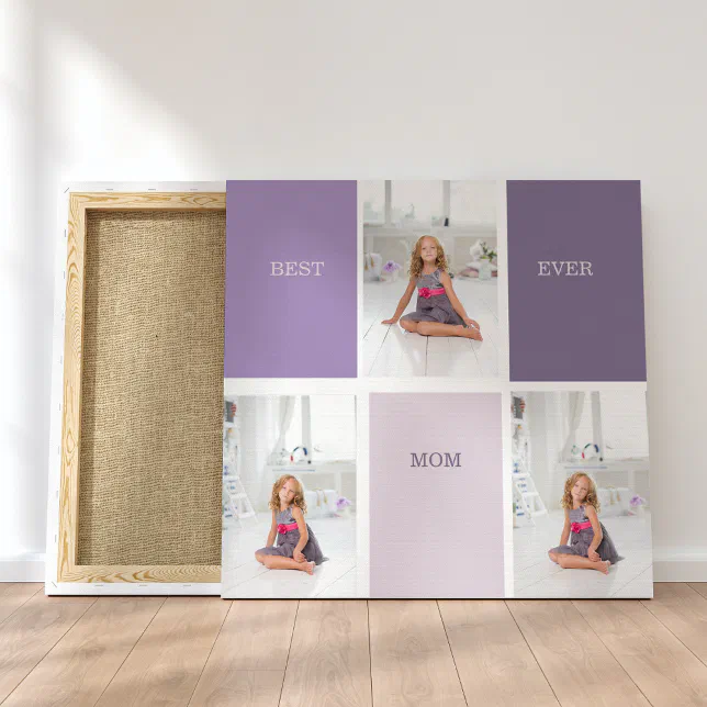 Collage Photo Purple Best Mom Ever Gift Canvas Print | Zazzle