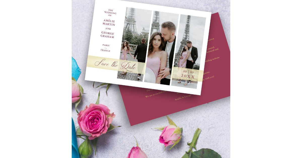 Collage Vertical 3 Multi Photos Elegant Script | Zazzle