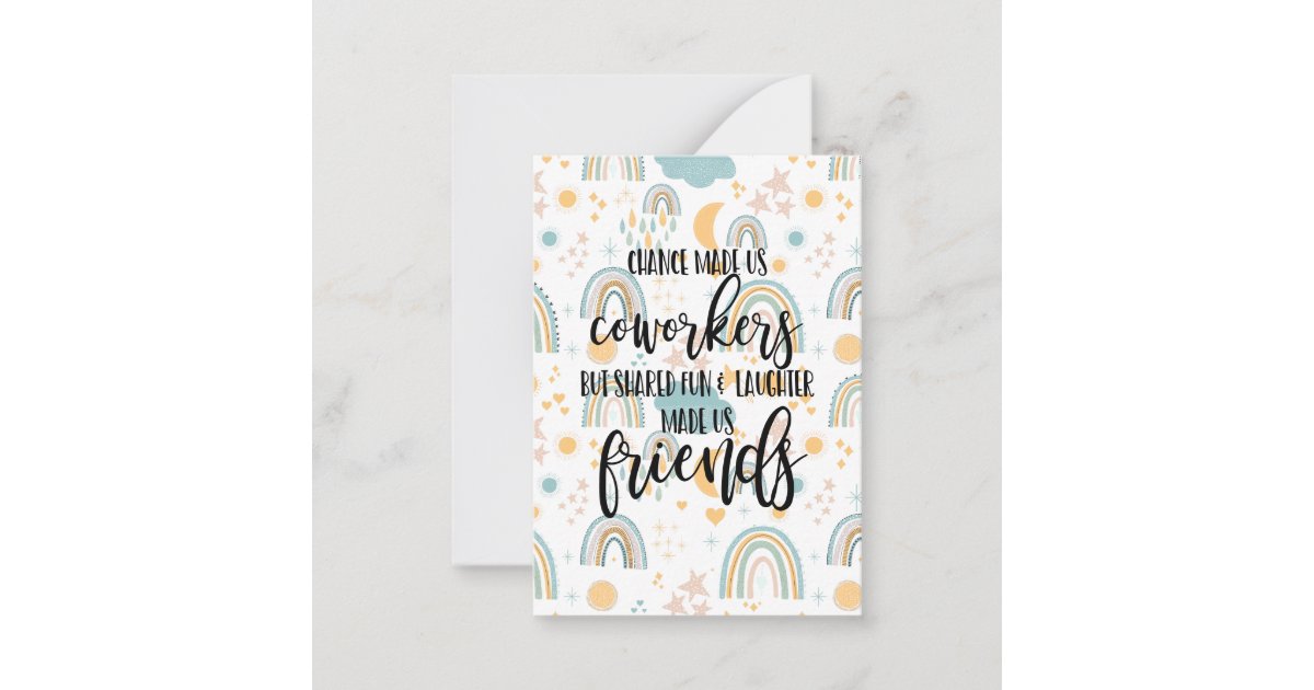 Colleague work friend gift Work BFF, friendship Note Card | Zazzle