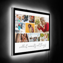 Collect Moments Script Multi Photo Collage Modern LED Sign | Zazzle