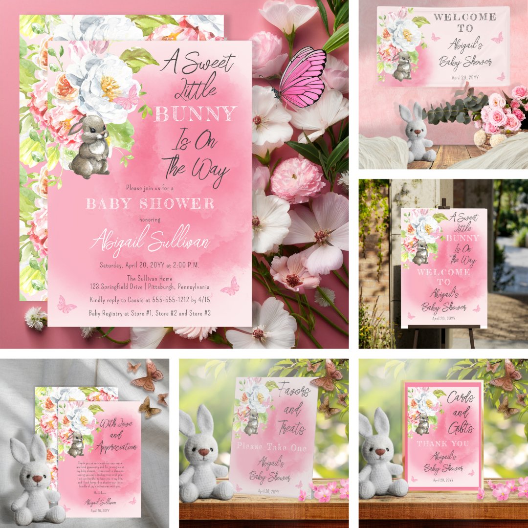 A Sweet Little Bunny Pink Girl Baby Shower Napkins | Zazzle
