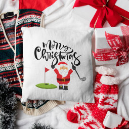 Golf Merry Christmas with golf ball Santa Hat Postcard | Zazzle