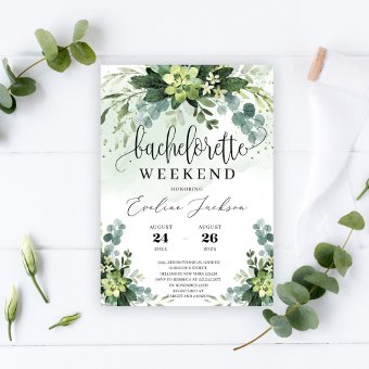 Boho Greenery Succulent Foliage Open House Bridal Invitation | Zazzle