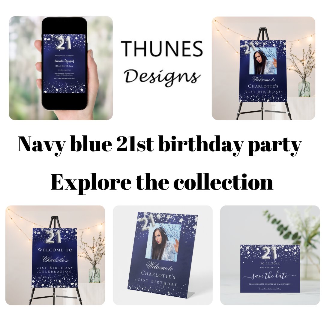 21st Birthday blue silver stars welcome party Poster | Zazzle