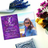 30 and Flirty Elegant Purple Photo Birthday Invitation | Zazzle