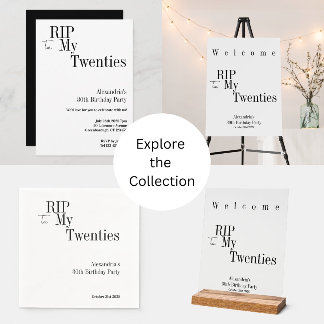 RIP 20s Minimal Typography Welcome Sign Poster | Zazzle