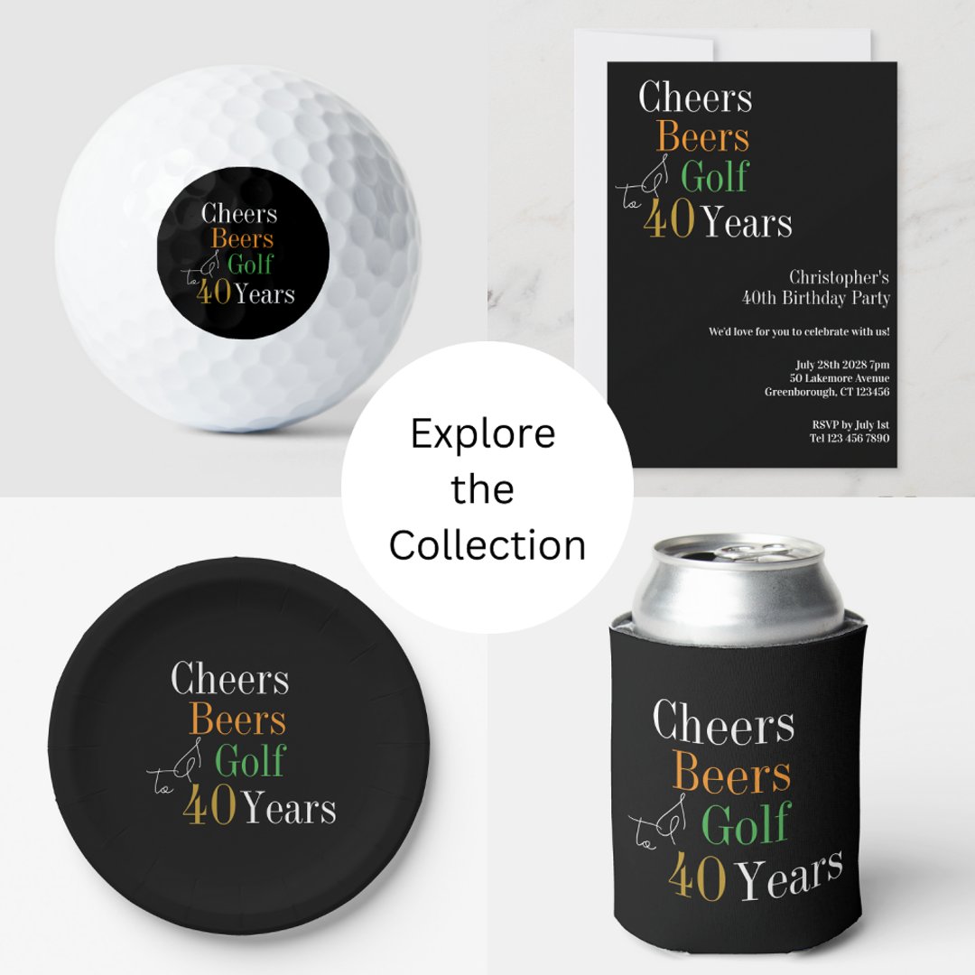 40th Birthday Golf Cheers Beers Party Invitation | Zazzle