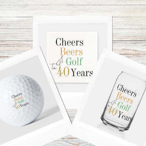 40th Birthday Golf Cheers Beers Minimal Party Invitation | Zazzle