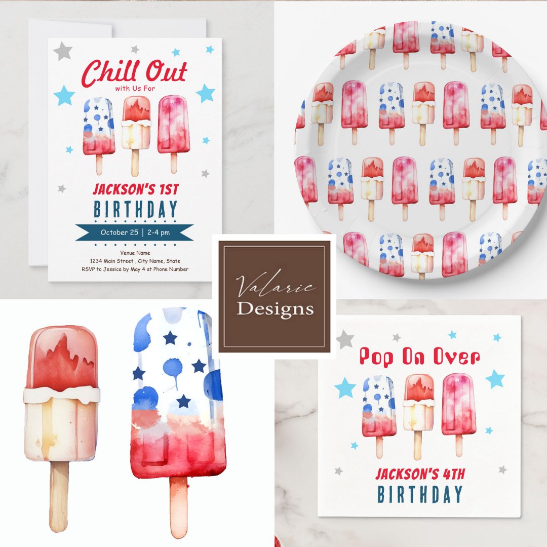 Chill Out Kids Summer Ice Pop 1st Birthday Invitation | Zazzle