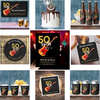 Rock and Roll 50th birthday party 50 rocks Invitation | Zazzle