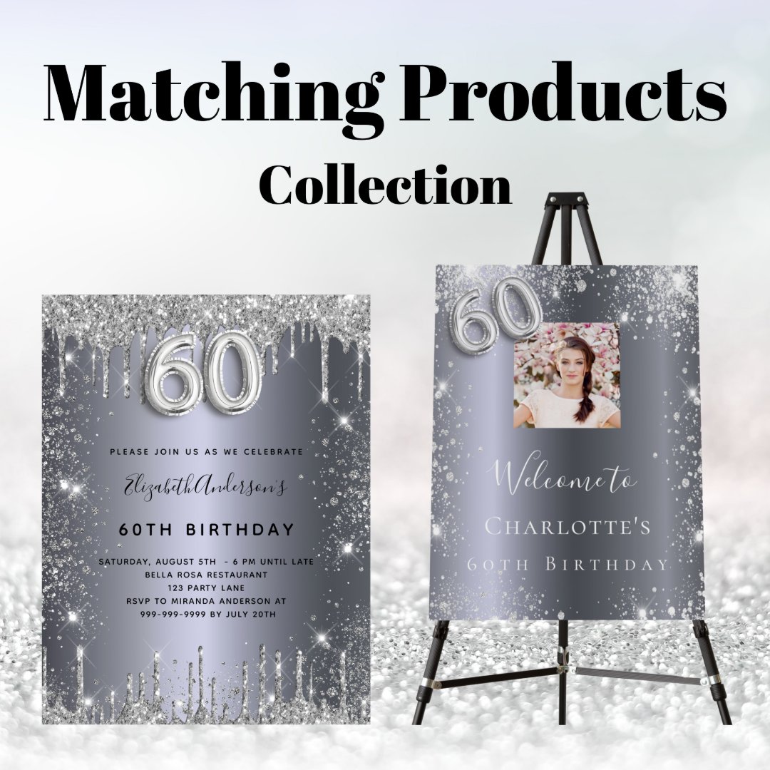 Budget 60th birthday silver glitter save the date | Zazzle