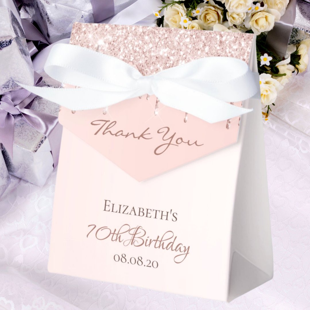 70th birthday 70 rose gold glitter drips glamorous thank you card | Zazzle
