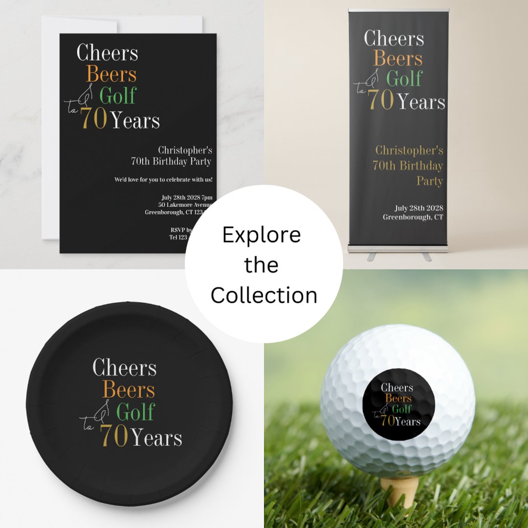 70th Birthday Golf Cheers Beers Party Invitation | Zazzle