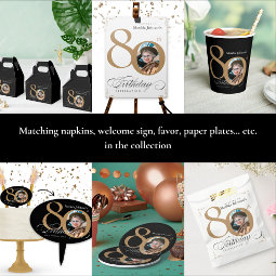 80th Birthday Elegant Gold White Calligraphy Photo Banner | Zazzle