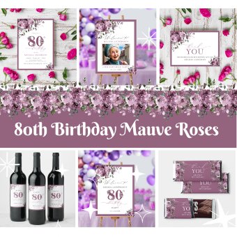 Elegant Roses 80th Birthday Thank You Card | Zazzle