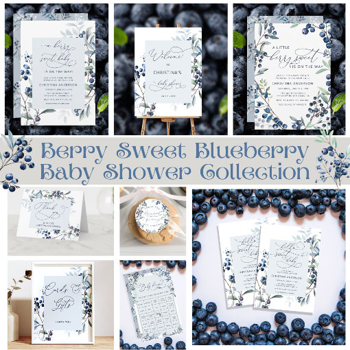 Berry Sweet Blueberry Baby Shower Invitation | Zazzle