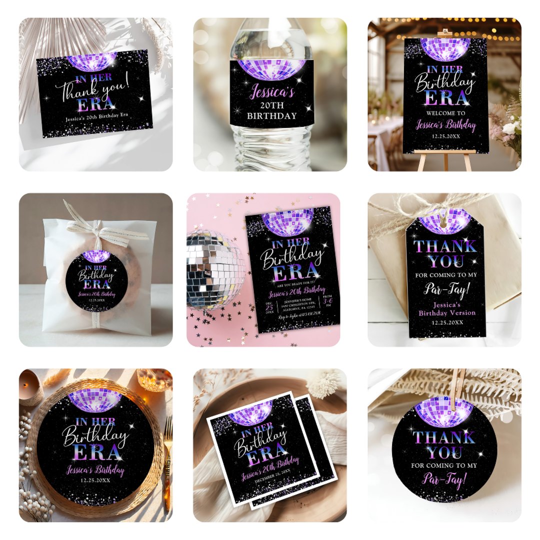 In My Birthday Era Purple Disco Birthday Invitation | Zazzle