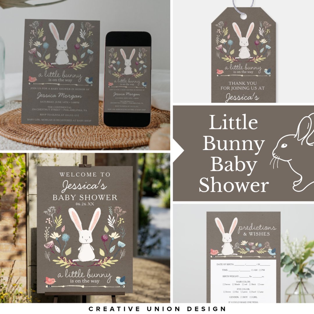 A Little Bunny Baby Shower Invitation | Zazzle