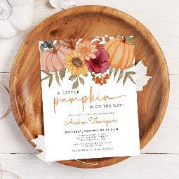 Budget Pumpkin Autumn Flower Pumpkin Baby Shower Flyer | Zazzle