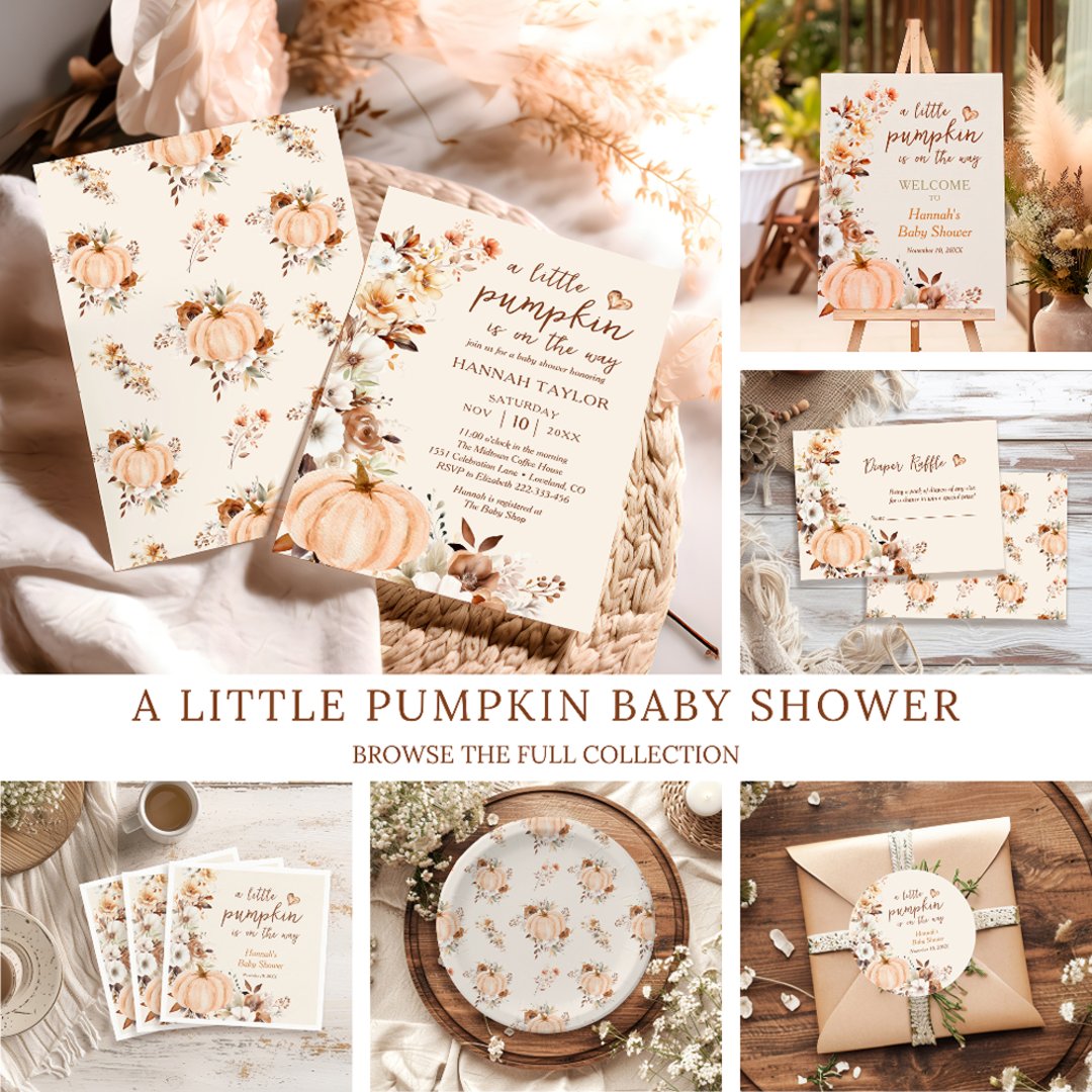 A Little Pumpkin Floral Baby Shower Welcome Sign | Zazzle