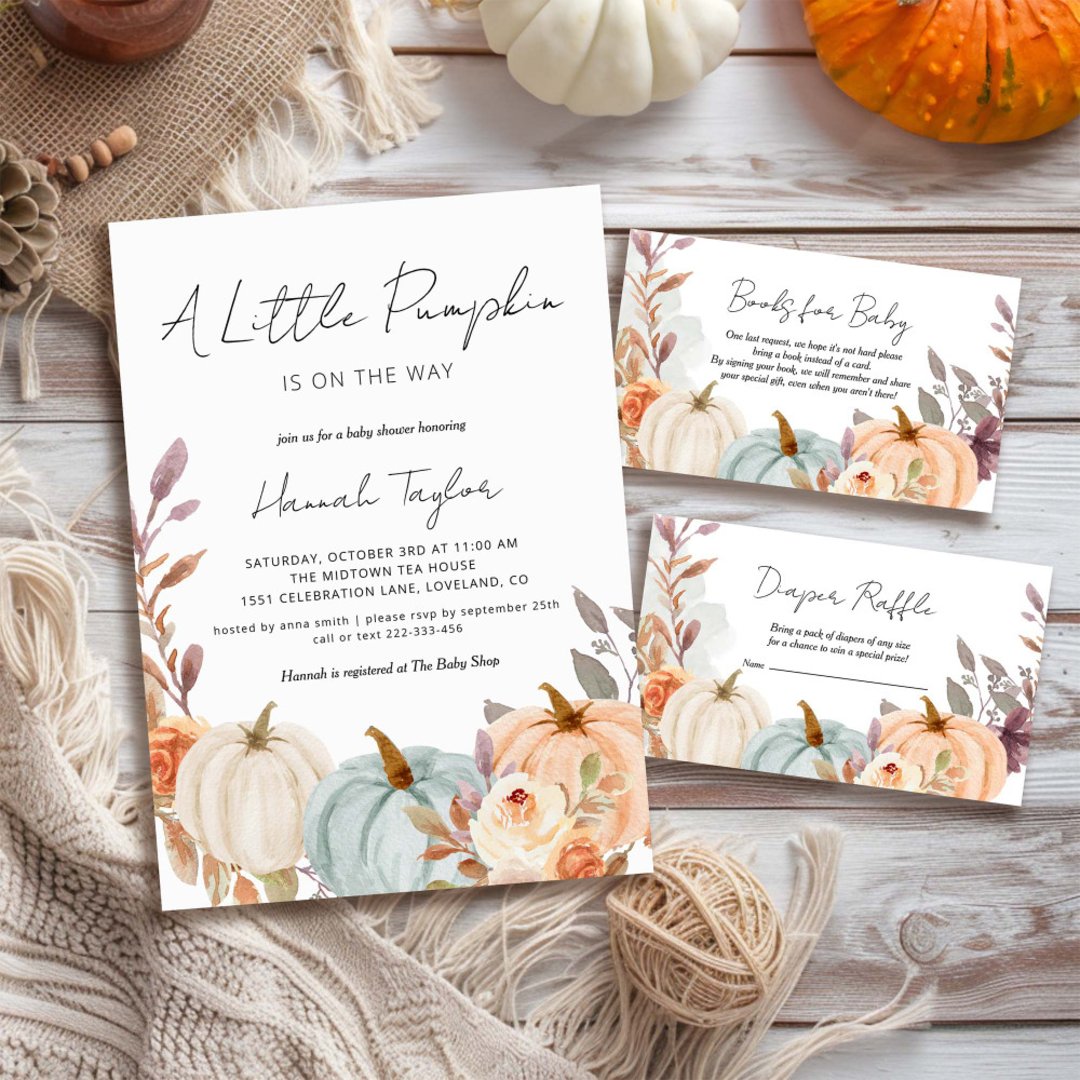 Fall Little Pumpkin Baby Shower Photo Thank You Card | Zazzle