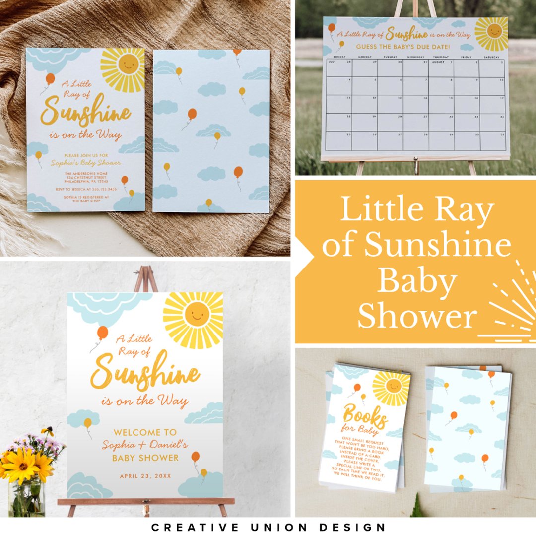 A Little Ray of Sunshine Baby Shower Invitation | Zazzle