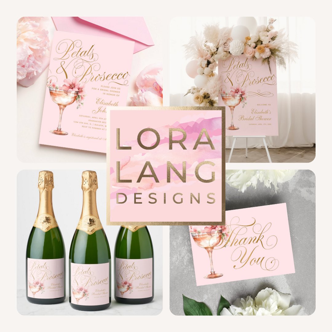 White Pink Floral Petals & Prosecco Bridal Shower Foam Board | Zazzle
