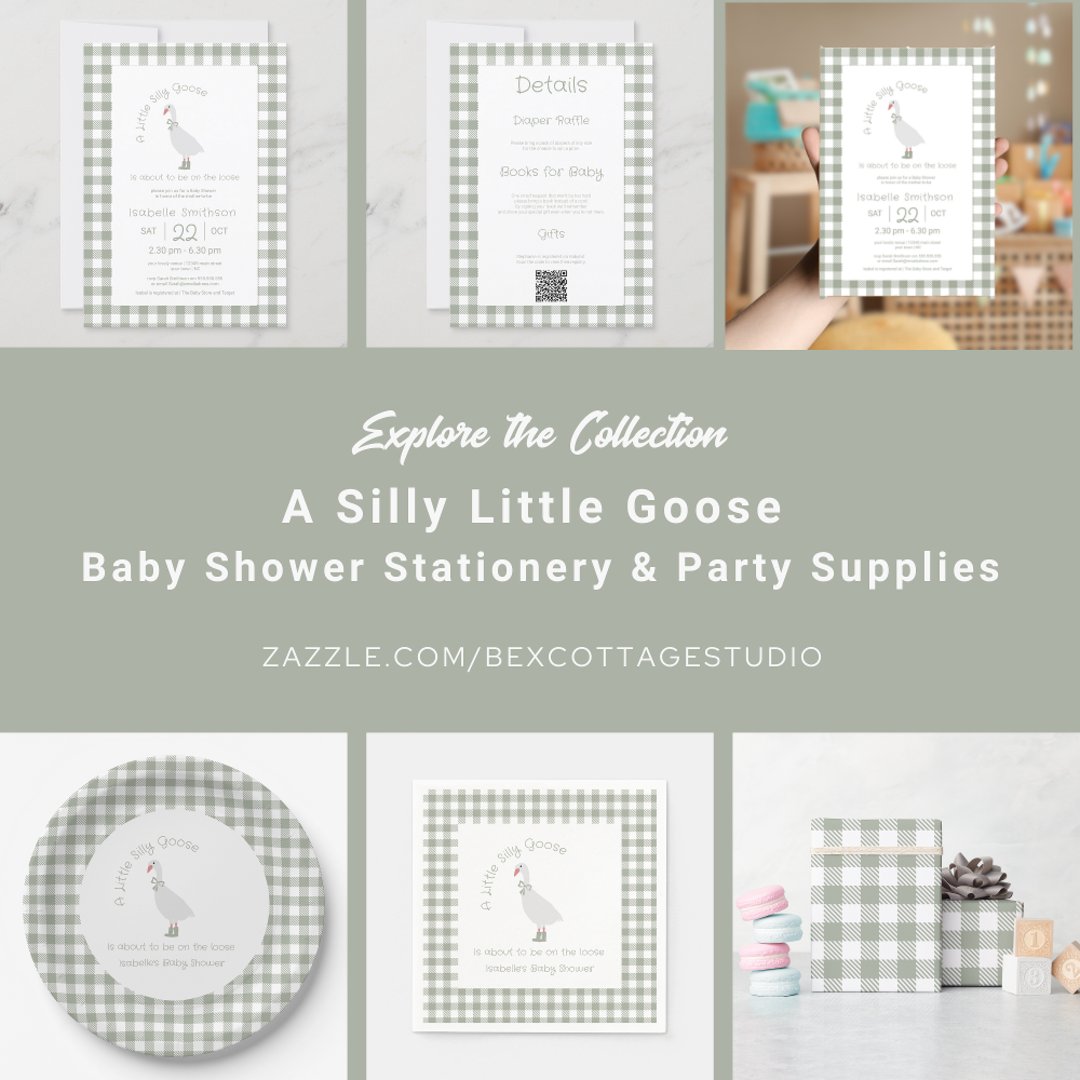 Budget Sage Green Silly Little Goose Baby Shower | Zazzle