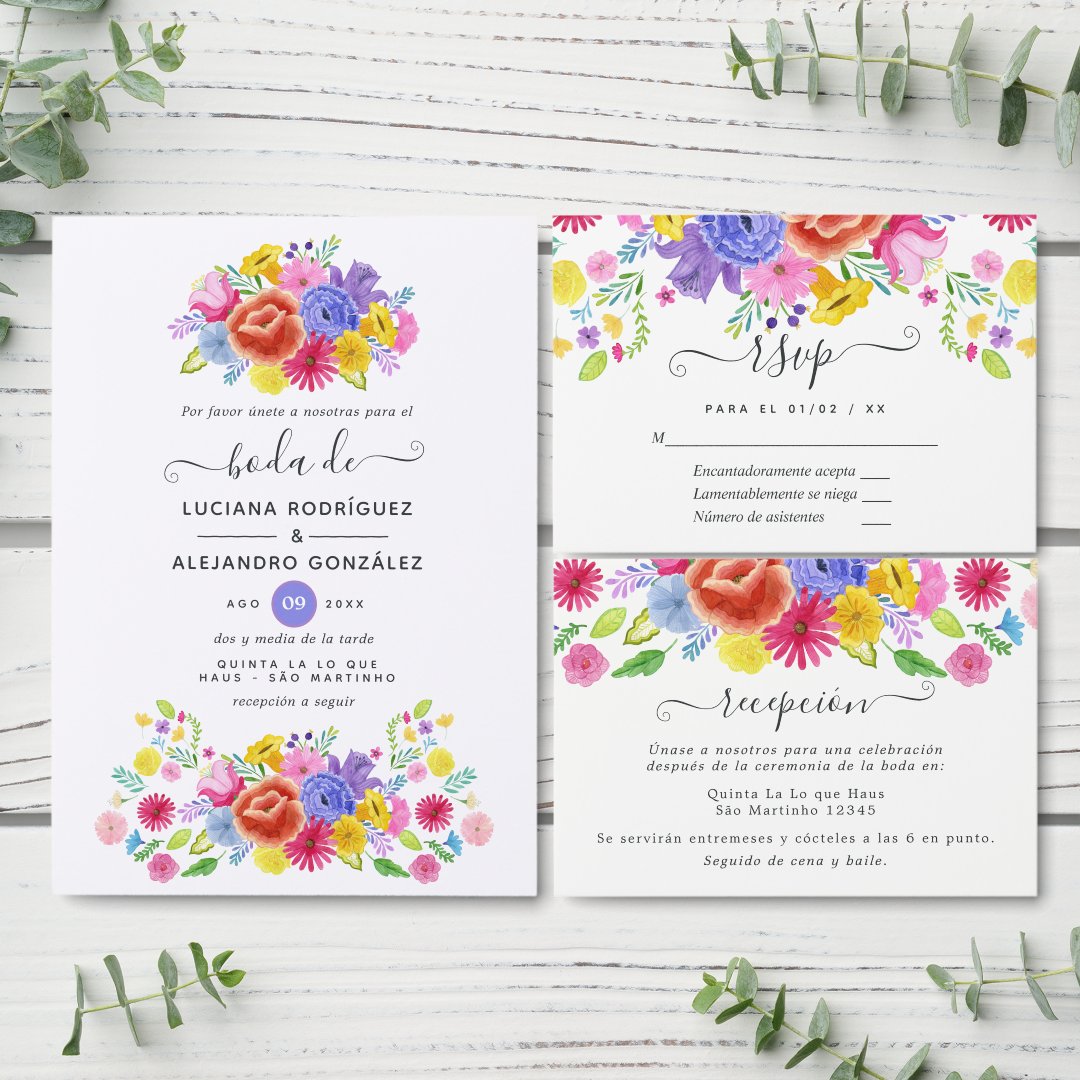Watercolor Floral Spanish Fiesta Quinceañera Invitation | Zazzle