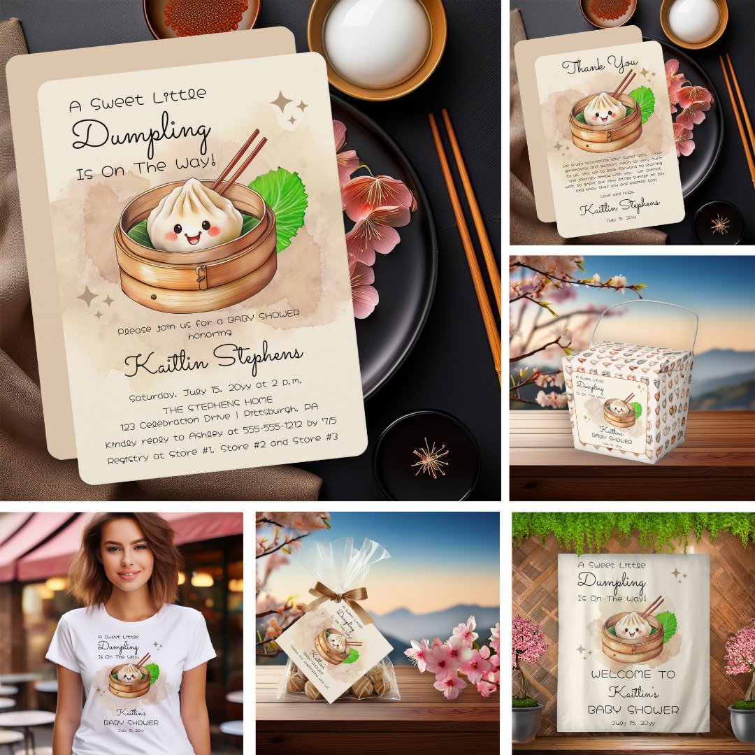A Sweet Little Dumpling Kwai Baby Shower Backdrop | Zazzle