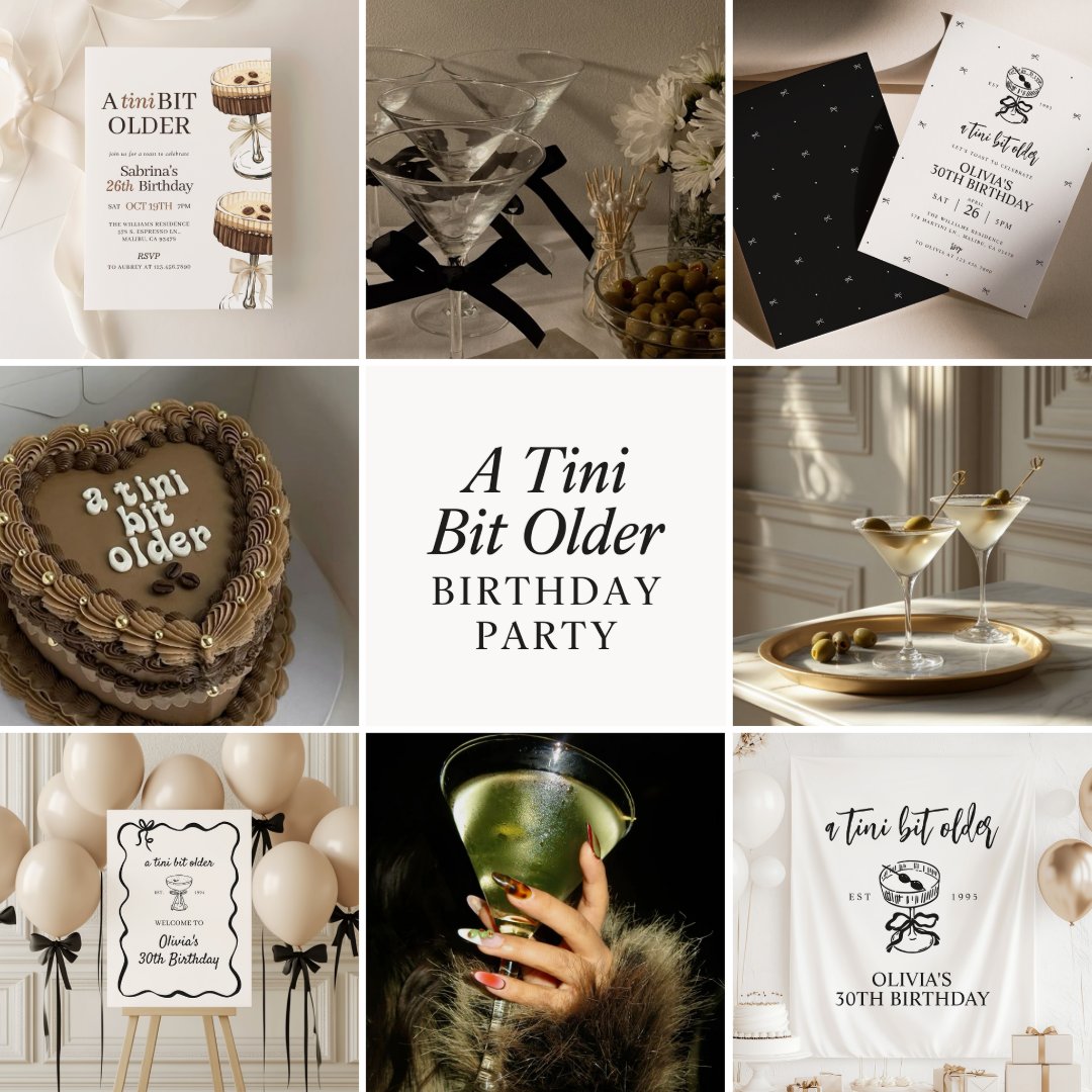 A Tini Bit Older Brown Espresso Martini Birthday Invitation | Zazzle