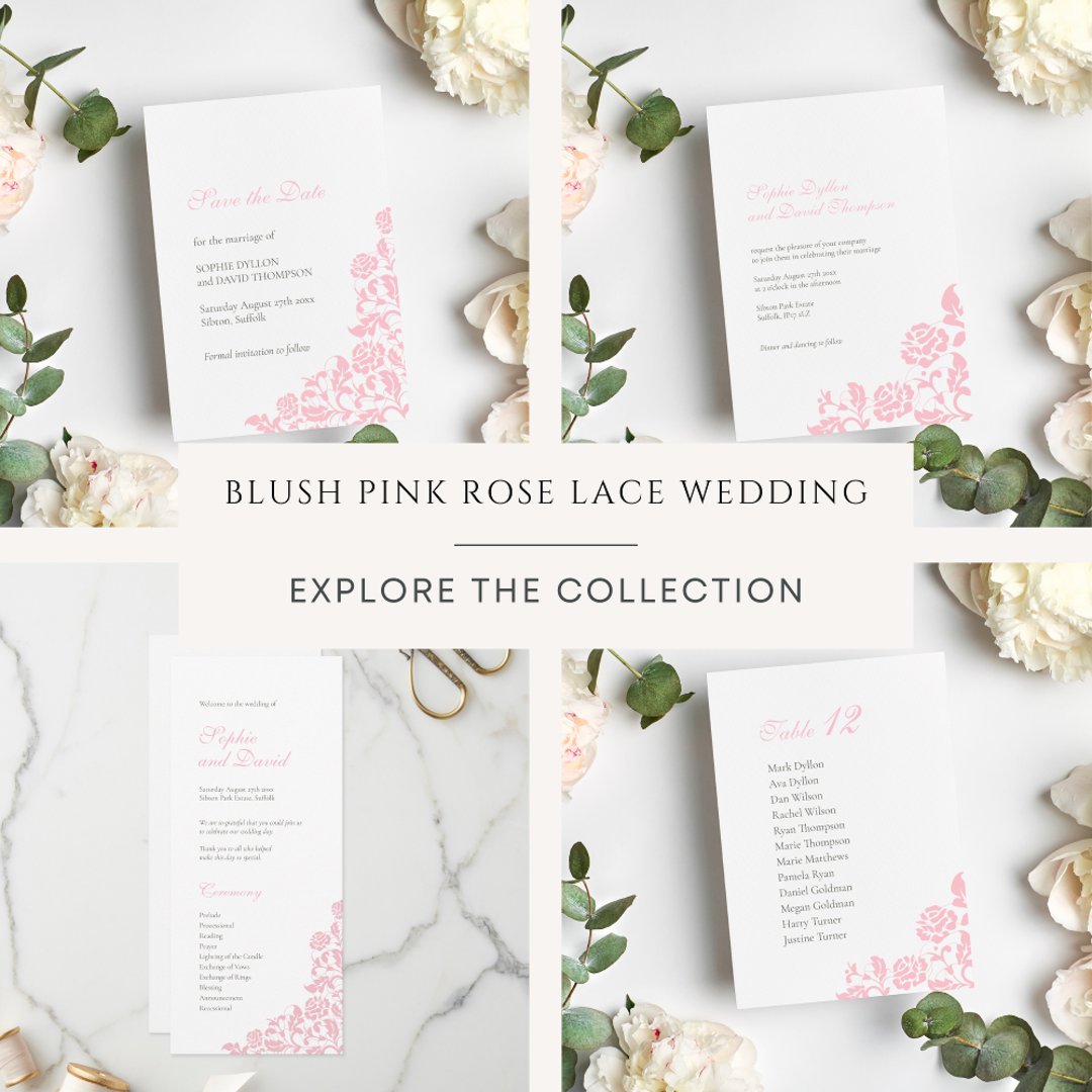 Vintage Pink Rose Lace Square Wedding Photo Thank Thank You Card | Zazzle