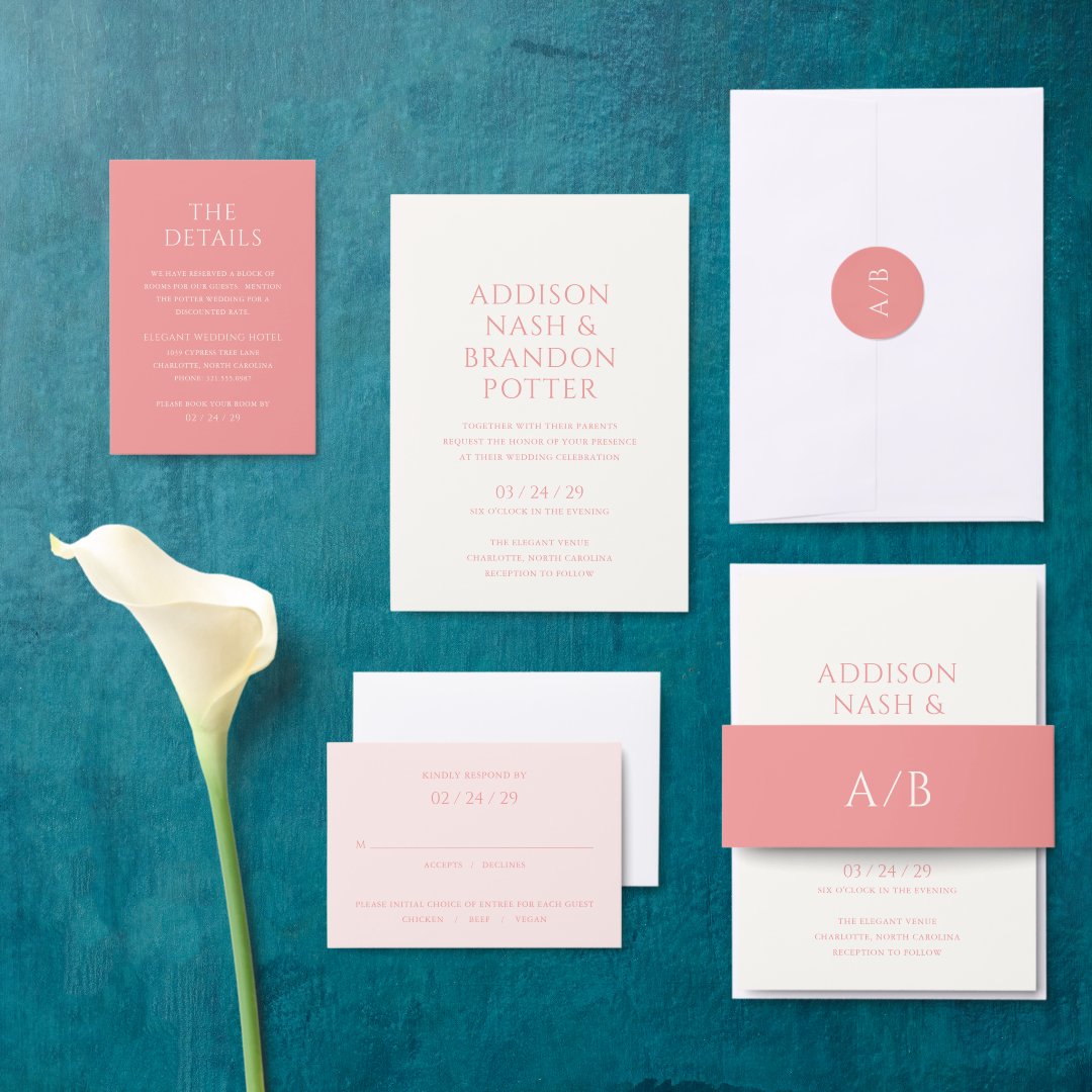 Addison Teal Green Classic Elegant Wedding Invitation Belly Band | Zazzle