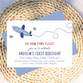 Adorable Airplane How Time Flies Birthday Party Thank You Card | Zazzle