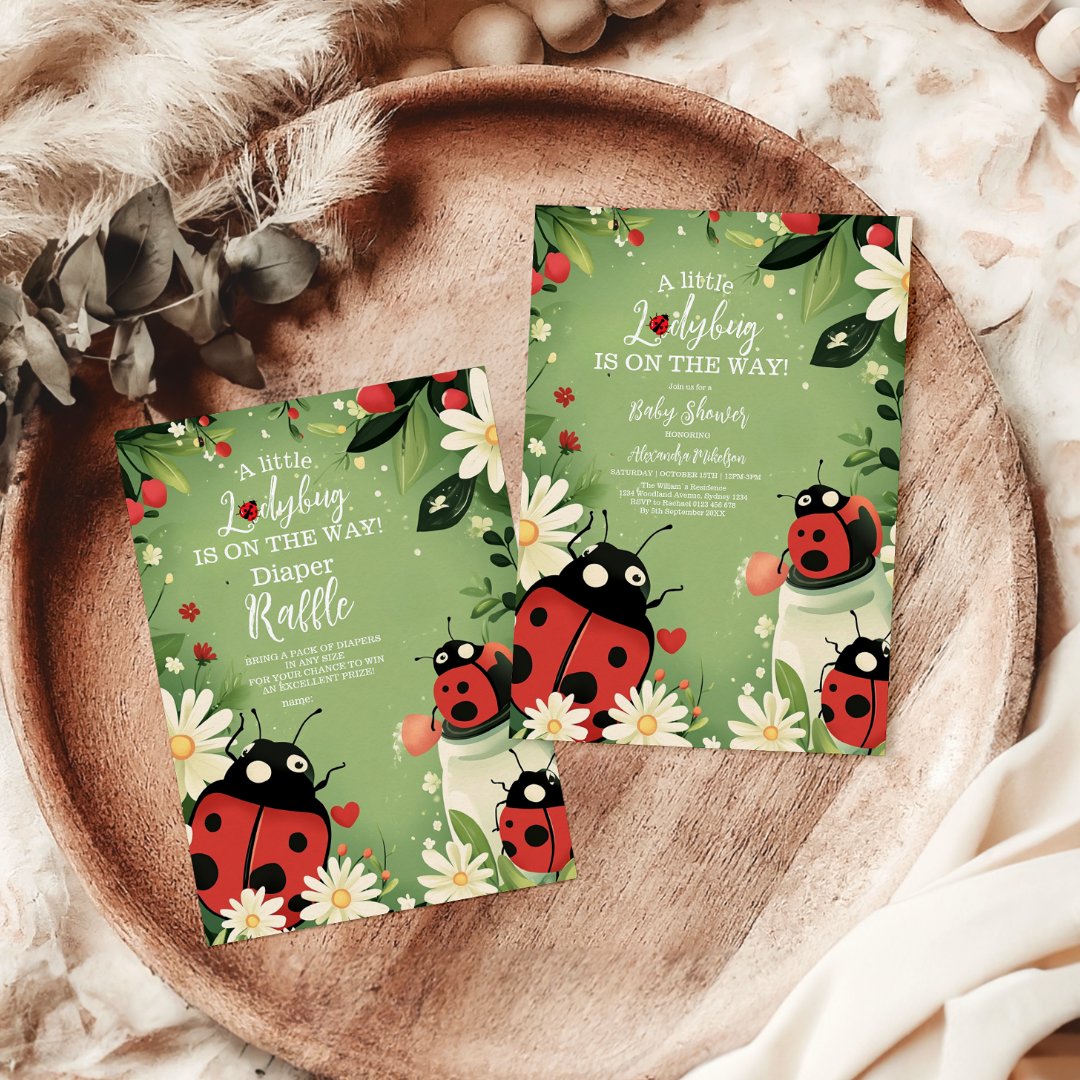 Adorable Little Ladybug Girl Baby Shower Invitation | Zazzle