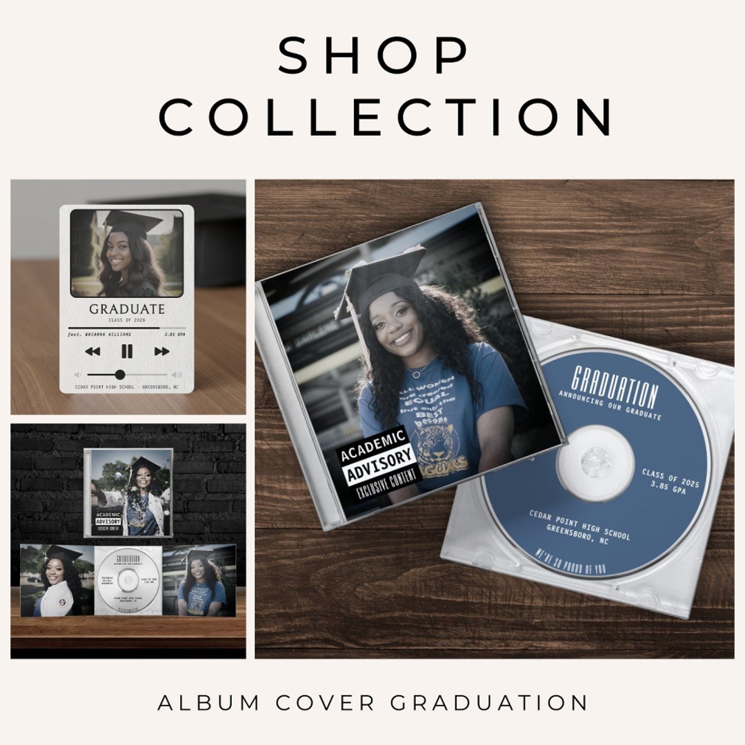 Music CD Case Album Cover Blue Graduation Announcement | Zazzle