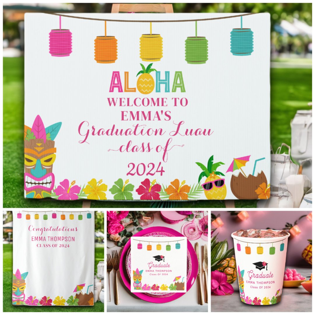 Aloha Class Of 2024 Graduation Luau Welcome Sign | Zazzle