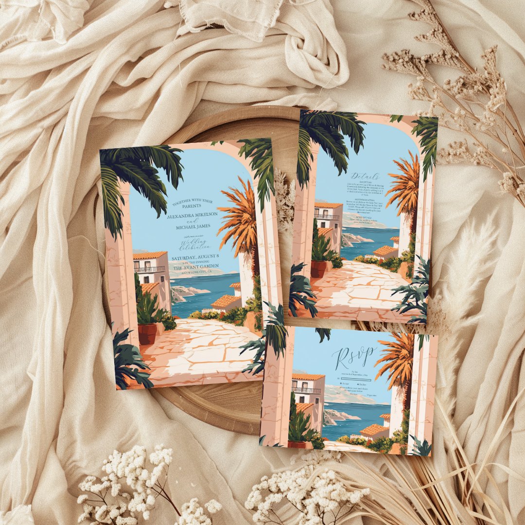 Amalfi Coast | Mediterranean Tiles Wedding Invitation | Zazzle